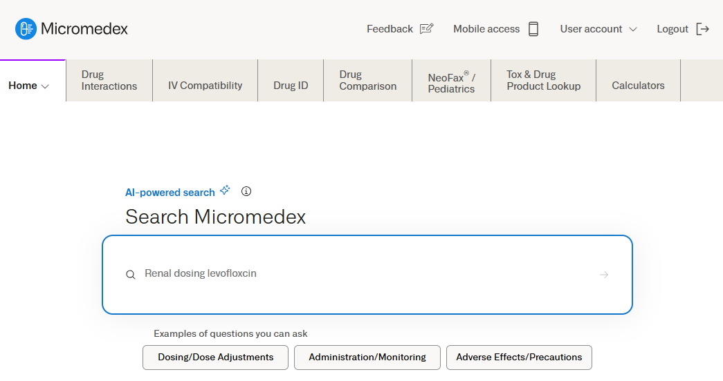 高雄醫學大學 圖書資訊處 - 【TRIAL】Micromedex Power AI search